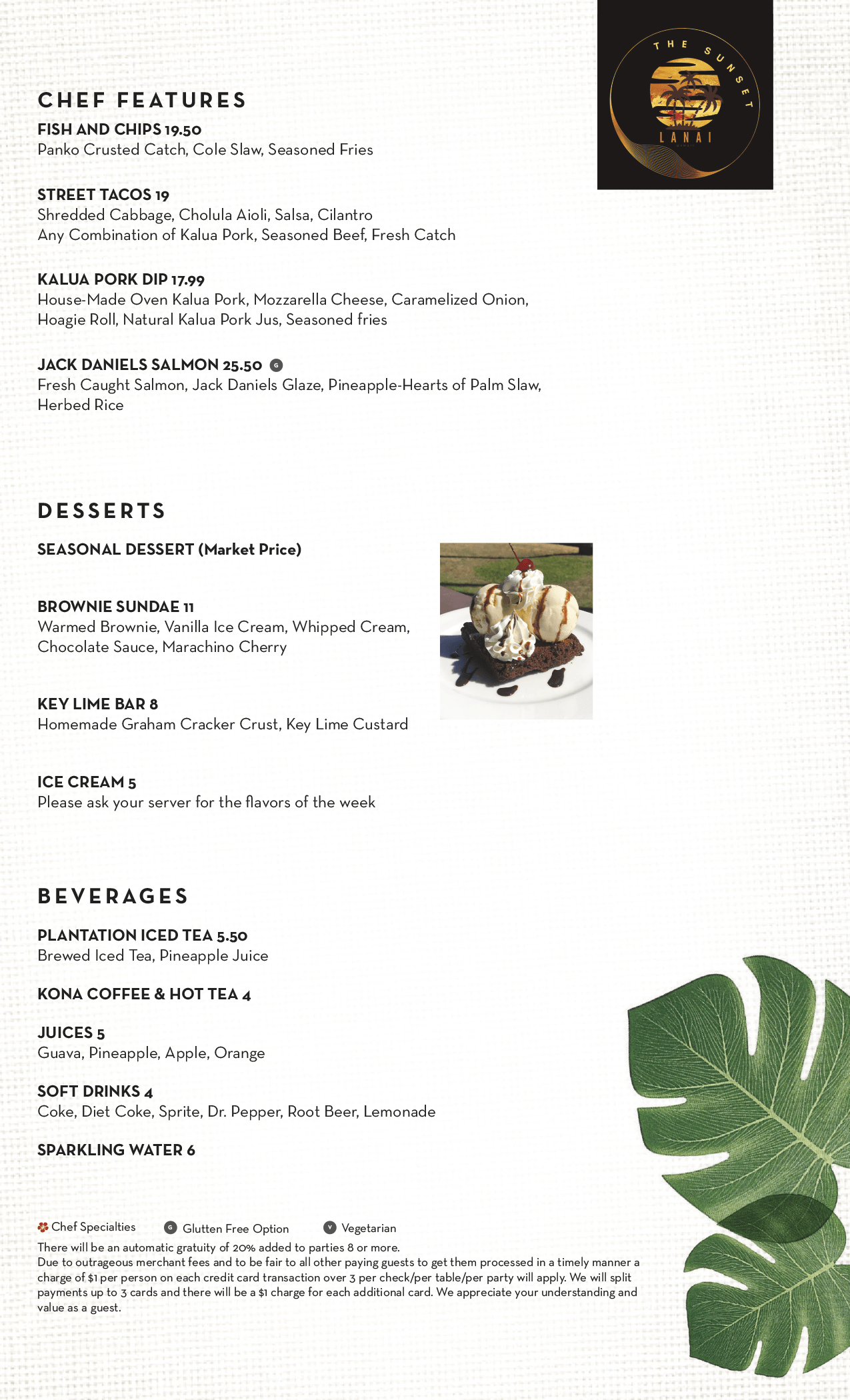 Menu | sunsetlanai.com