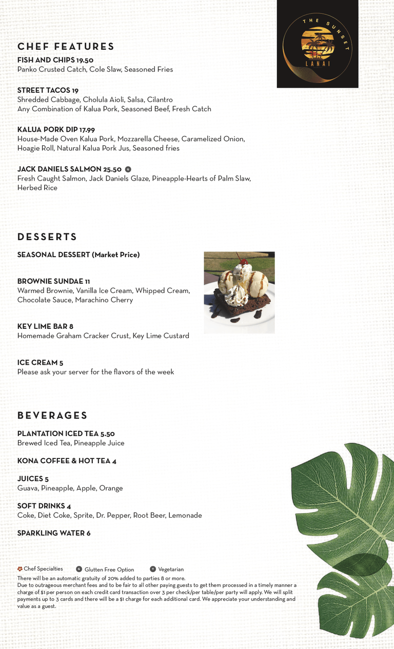Menu | sunsetlanai.com